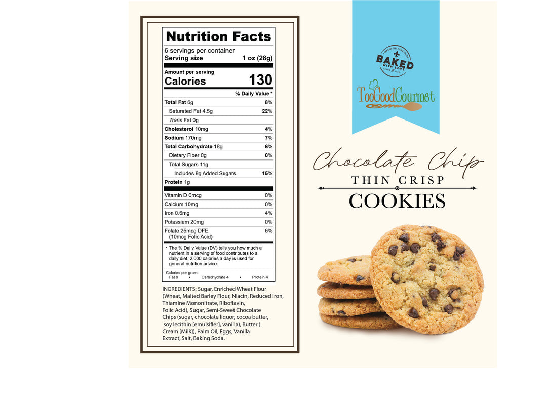Chocolate Chip - Thin Crisp Cookies – Too Good Gourmet